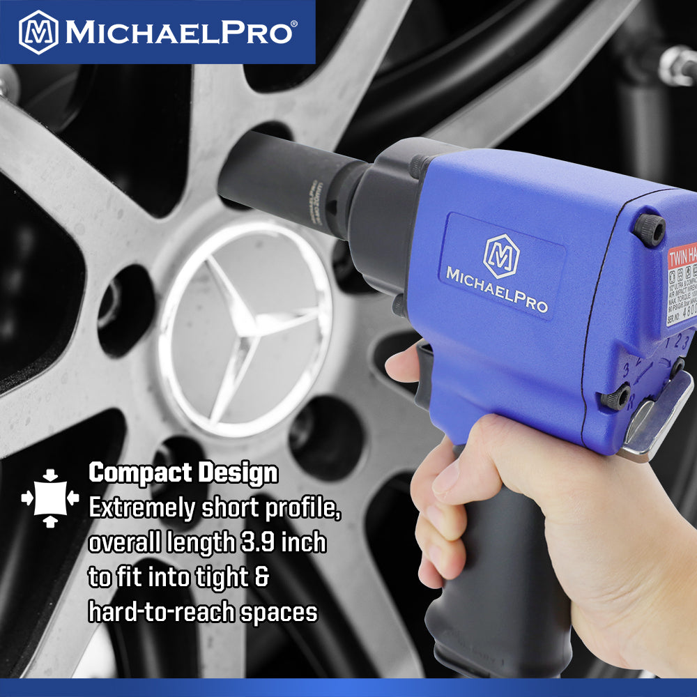 1/2" Drive Mini Air Impact Wrench, Powerful 1,000 ft-lbs Max Torque Ou ...